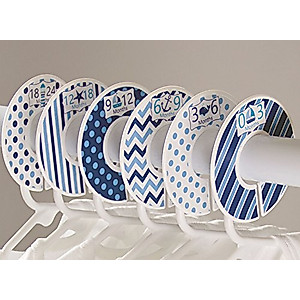 C114 Baby Boy Nursery Clothing Closet Hanger Dividers Nautical Blue Set of 6 Fits 1.25 Inch Rod