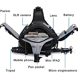 CADeN Camera Bag Sling Backpack Camera Case Waterproof with Rain Cover Tripod Holder, Compatible for DSLR/SLR Mirrorless Cameras (Canon Nikon Sony Pentax) and Accessories Black