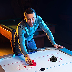 URATOT Air Hockey Pushers and Air Hockey Pucks Air Hockey Paddles, Goal Handles Paddles Replacement Accessories for Game Tables(4 Pushers, 8 Red Pucks and 8 Green Pads)