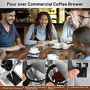 Restlrious Commercial Coffee Maker 24-Cup Drip Coffee Machine, Automatic Pour Over Coffee Brewer with 4 Warmer Pads and 2 Glass Decanter in 1.8L Capacity, Stainless Steel Cafetera Silver