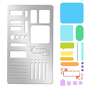 INFUNLY Bookmark Metal Journal Stencil 4X7" Stainless Steel Painting Stencils Kit Metal Frame Drawing Stencil Templates for DIY Engraving Painting Scrapbooking
