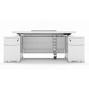 ZURI Furniture Ford Executive Modern Adjustable Height Desk with Filing Cabinets - White