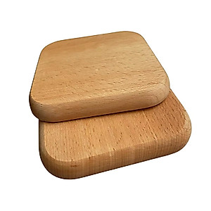 Set of 2 Square Decorative Tray 5''X5'' Tableware Serving Tray for Cake Coffee Tea Jewellery Key Coin Storage Natural Wood Dessert Tray, Wooden Cheese Plate