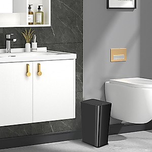 RTWDKFQ 3 Pack Bathroom Small Trash Can with Lid,10L / 2.6 Gallon Slim Garbage Bin Wastebasket with Pop-Up Lid for Bedroom, Office, Kitchen, Dorm, Fits Under Desk