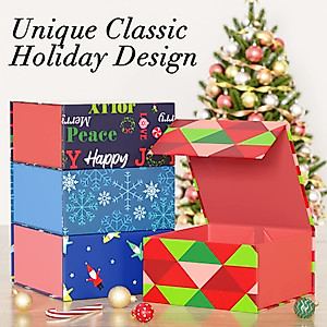 Christmas Gift Box 8"x8"x4" with Magnetic Closure Lid and Ribbon for Gift Packaging, Xmas Gift Wrapping Box for Christmas,New Year,Winter Holiday and Various Holidays