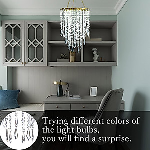 Cioceen Acrylic Chandelier Ceiling Light Shade Beaded Hanging Pendant Lampshade with Gold Frame for Bedroom for Wedding Party H12.9 X W8.7 3 Tiers