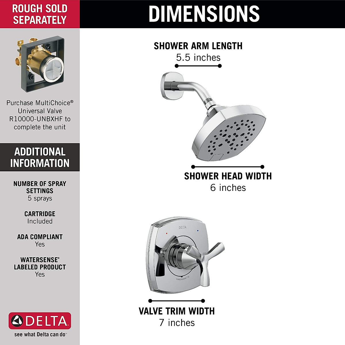 Delta Faucet T142766 14 Series Only Shower Only Only, Chrome