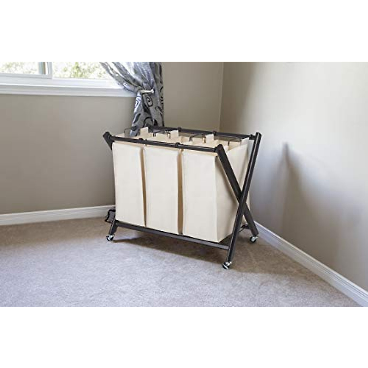 GreenWay Deluxe Steel Triple Laundry Sorter