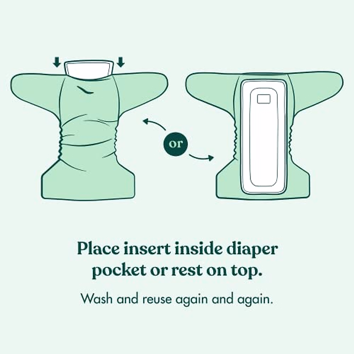 Naturally Nature Cloth Diaper Inserts, 5 Layer Almond Rayon Fleece, Pack of 12, Resuable, Washable Inserts for Cloth Diapers, Almond