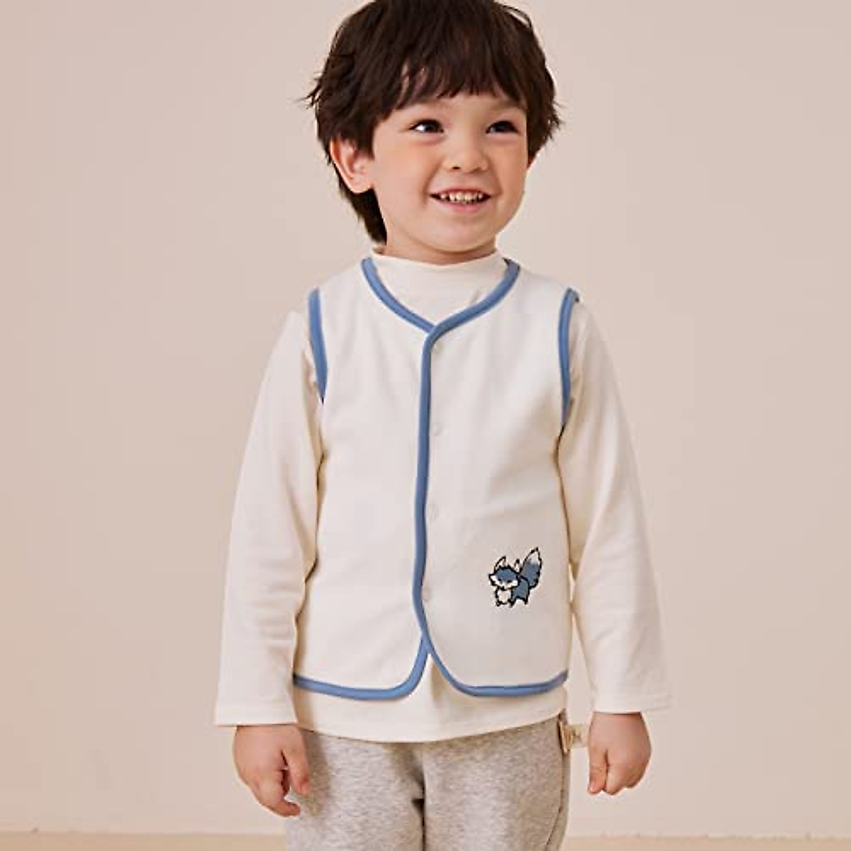 pureborn Baby Boy Reversible Vest Fleece Lined Winter Waistcoat for Boys Colorful Fox 6-12 Months
