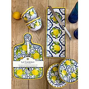 Le Cadeaux Palermo Lemon Basil Melamine Spoon Rest and Tea Towel Set