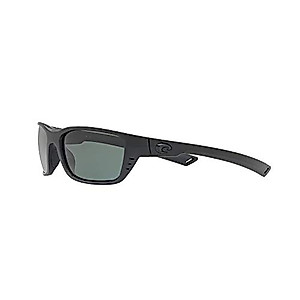Costa Del Mar Men's Whitetip Polarized Rectangular Sunglasses, Blackout/Grey Polarized-580P, 58 mm