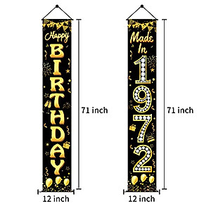 50th Birthday Door Banner Decorations for Men & Women, Black Gold Made in 1972 Banner Happy 50 Birthday Party Door Porch Sign, Fifty Birthday Door Backdrop Decor