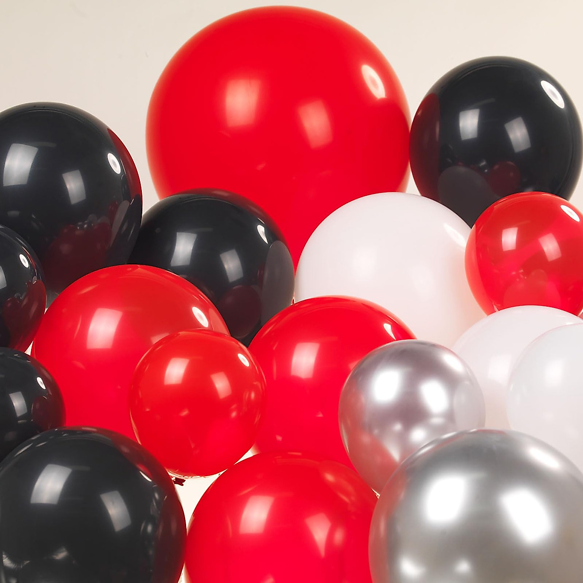 Kozee Black Red silver White Balloon Garland kit 146Pcs and Mylar starburst balloons for Birthday Party 2024 graduation prom day baby shower Decorations