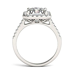 Charles & Colvard Created Moissanite 10x8mm Radiant Cut Engagement Ring for Women | 4.41 cttw DEW | Lab Grown | Solid 14K White Gold with Rhodium | Size 5