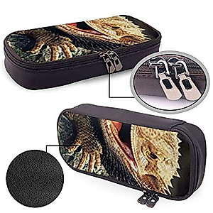 NiYoung Fashion Big Capacity Pencil Pen Case Stationery Box Desk Organizer with Zipper Storage Pouch Holder for School & Office Supplies - Funny Bearded Dragon Lizards