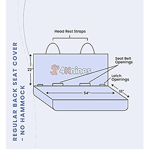 4Knines Dog Seat Cover Without Hammock for Cars, SUVs, and Small Trucks - Heavy Duty, Non Slip, Waterproof (Black)