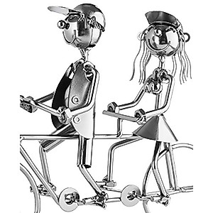 BRUBAKER Wine Bottle Holder Couple on Tandem Bicycle Metal Sculptures and Figurines Decor Wine Racks and Stands Gifts Decoration