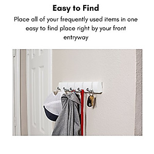 BIRDROCK HOME Folding Hook Coat and Hat Rack - 5 Hooks - 17 Inches - Wall Mount - Decorative Home Storage - Entryway Foyer Hallway Bathroom Bedroom Rail - Satin Nickel Hooks - White Pine Rail