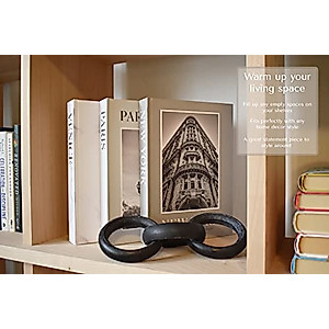 Dual Display Large Premium Decorative Books with Blank Pages, Removable Dust Covers, Wooden Bead Garland and Twine - Set of 3 (Grey) - Neutral and Modern Decorative Book Stack for Home Decor - Fashion Designer Display Books, Faux Books - for Decoration, B
