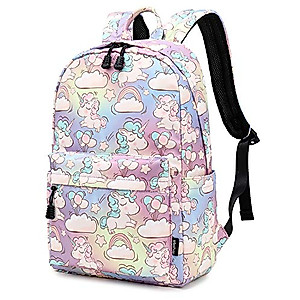Abshoo Cute Lightweight School Boobag Kids Unicorn Backpacks for Girls Backpacks with Lunch Bag (B Unicorn Rainbow)