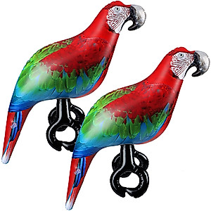 Geosar 2 Pcs Jumbo Inflatable Pirate Parrot Prop 24 Inch Halloween Pirate Costume Accessories Pirate Party Supplies Tropical Party Decorations for Kids