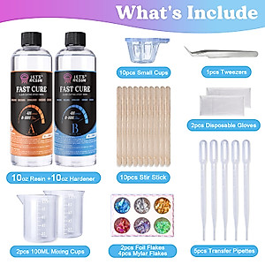 LET'S RESIN Fast Curing Epoxy Resin Kit-4 Hours Demold, 20OZ Quick Cure & Bubble Free Epoxy Resin,Crystal Clear Epoxy Resin for Craft,Art, Resin Supplies with Foil Flake, Resin Cup,Stir Stick