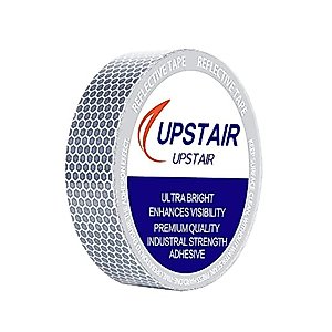 Upstair 1in x 5yds High-Intensity Reflective Tape for Vehicles Bikes Clothes Helmets Mailboxes,Silver & White (1‘’x15’)