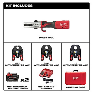 Milwaukee M18 18-Volt Lithium-Ion Cordless Force Logic 1/2 in. - 1 in. Long Throw Press Tool Kit