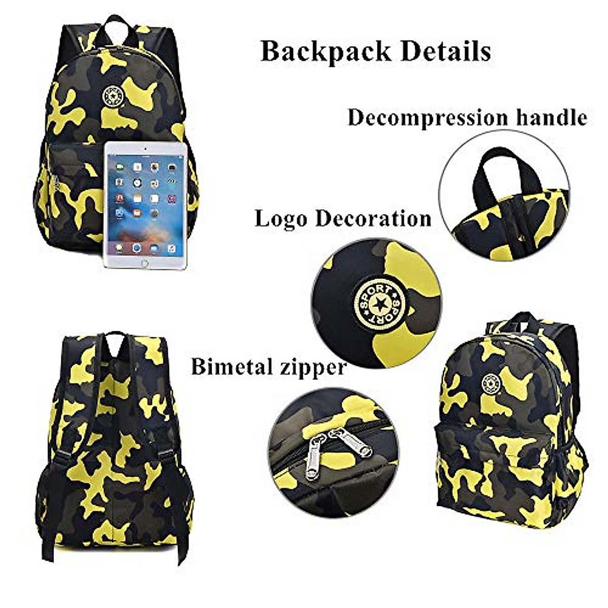 VIDOSCLA Camouflage Kids School Backpack Primary Schoolbag Bookbag for Girls Boys