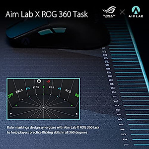 ASUS ROG Hone Ace Aim Lab Edition Gaming Mouse Pad, 508 X 420 x 3 mm, Large Size, Soft, Hybrid Cloth Material, Non-Slip Rubber Base, Esports & FPS Gaming, Black