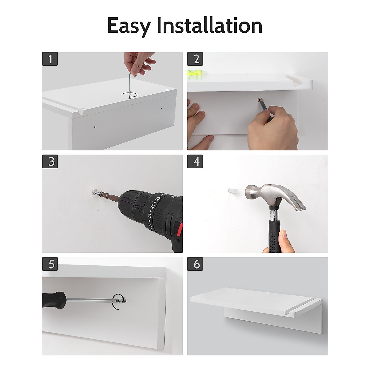 Mazjoaru White Floating Nightstand 16inch, Modern Natural Pine Wood Night Stand Floating Wall Shelves with Phone Slot, Cord Holes, Small Narrow Nightstands Bedside Tables for Bedroom Dorm Bedside