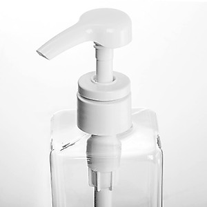 Okllen 12 Pack 16 Oz Plastic Pump Bottles, Empty Refillable Container Liquid Soap Dispenser for Shampoo, Lotion, Cleaning Products, Kitchen, Bathroom, Clear Square