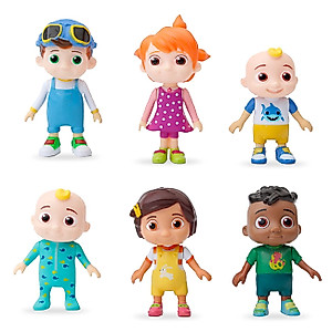 CoComelon Official Friends & Family, 6 Figure Pack - 3 Inch Character Toys - Features Two Baby JJ Figures (Tee and Onesie), Tomtom, YoYo, Cody, and Nina - Toys for Babies and Toddlers