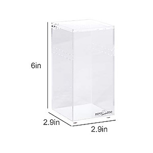 REPTI ZOO Magnetic Acrylic Reptile Breeding Box, 3"x3"x6" Transparent Feeding Box with Sliding Cover Reptile Terrarium Cage Tank for Insect Reptiles Tarantulas
