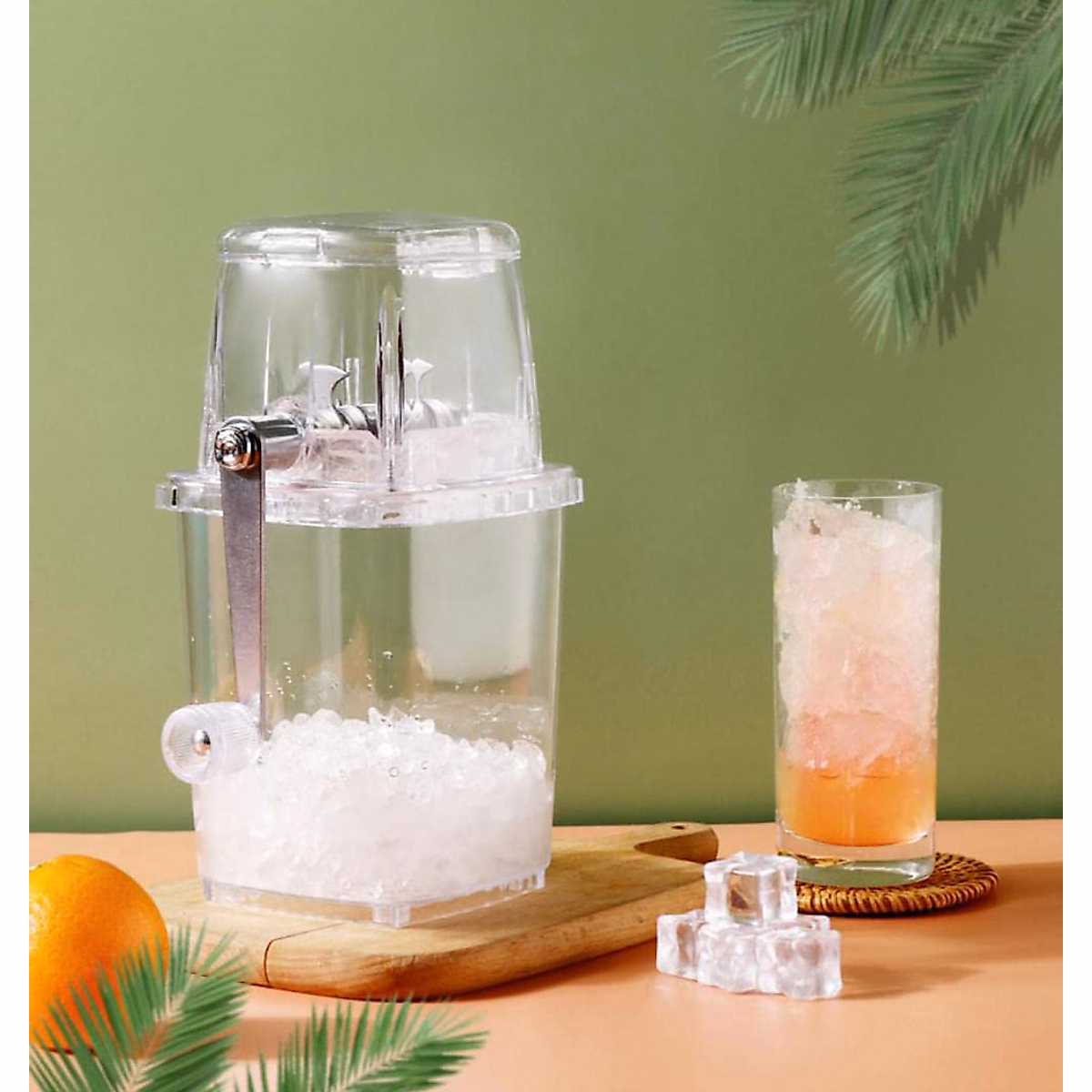 MYBAQ,Ice Crusher Machine,Shave Ice Machines,Manual Ice Shaver,Manual Ice Crusher,Ice Crushers for Home Use,6.2 "L X 6.2 "W X 9.3" H,Ideal for Family Gatherings, Picnics, Parties