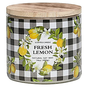 Lemon Candle, Fresh Lemon Scented Candle, Large 3 Wicks Candle, 14 oz