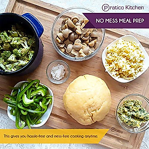 Pratico Kitchen Bamboo Cutting Board and Serving Tray with Juice Groove Set, 18 x 12 and 8 x 6 inch Boards