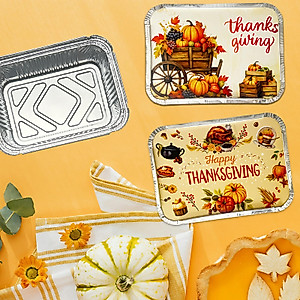 Thanksgiving Food Aluminum Pans Disposable Thanksgiving Leftover Containers with Lids 36Pcs Turkey To Go Cookware Takeout Fall Party Favors Supplies