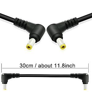 GINTOOYUN 2 PCS DC 5.5MM x 2.5MM 90 Degree Male to Male Plug Cable, 18AWG Right Angle DC5525 Power Cable Extension Cord for Strip Lihgt,CCTV,Monitors,etc(0.3m)