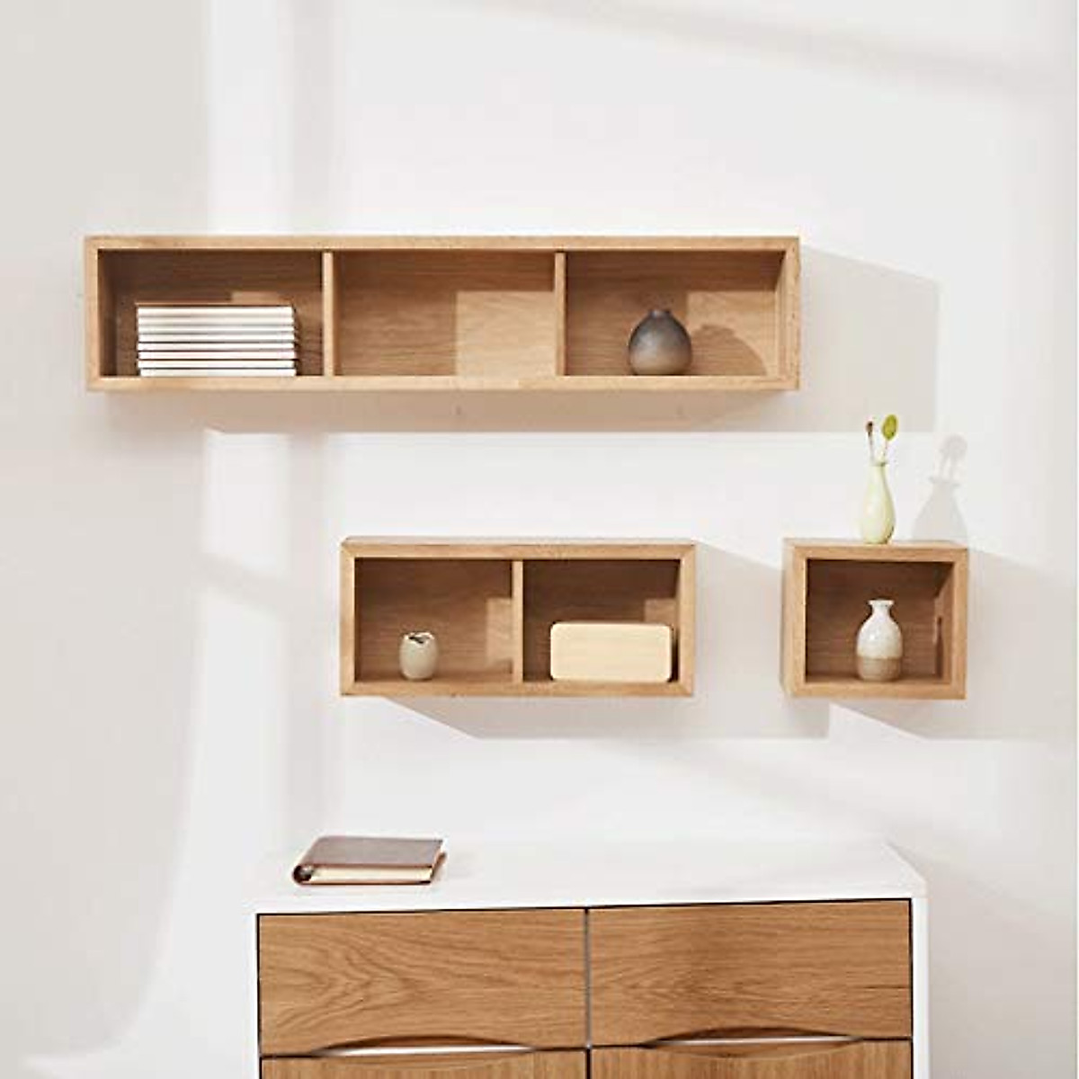 LLRYN Wooden Wall Shelf Floating Shelf for Lobby/Counter/Study/Living Room/Bathroom, Minimalist Style (Size : Single Style)