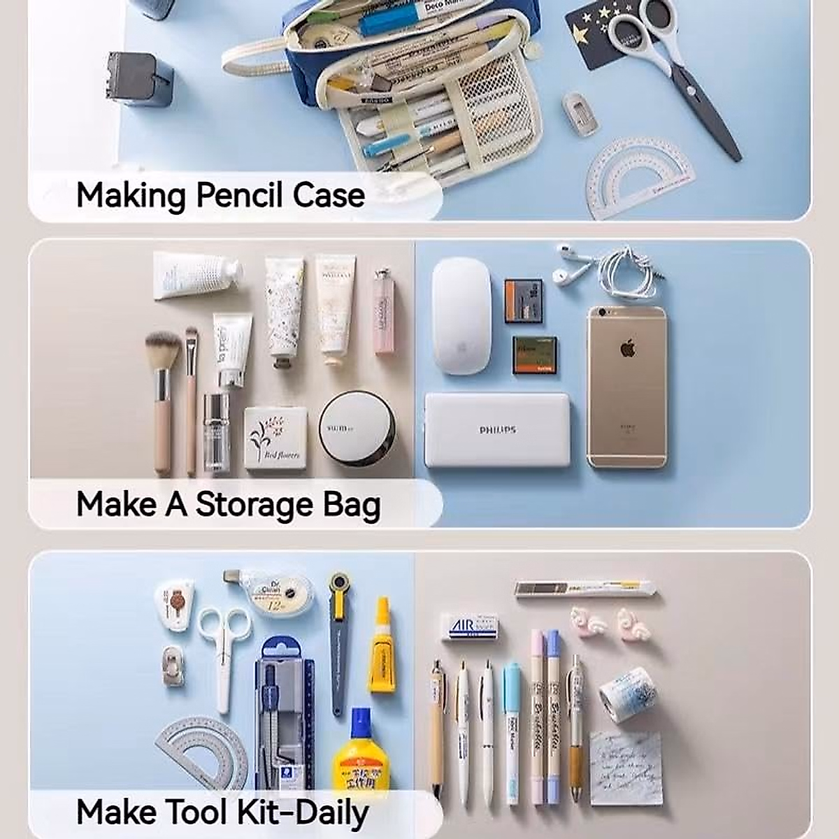 Big Capacity Pencil Case Multiple Compartments Large Pencil Pouch with Opening Front Flap Pen Bag Box Organizer Storage Aesthetic Stationery Cosmetic for Women Office Essentials (Pink)