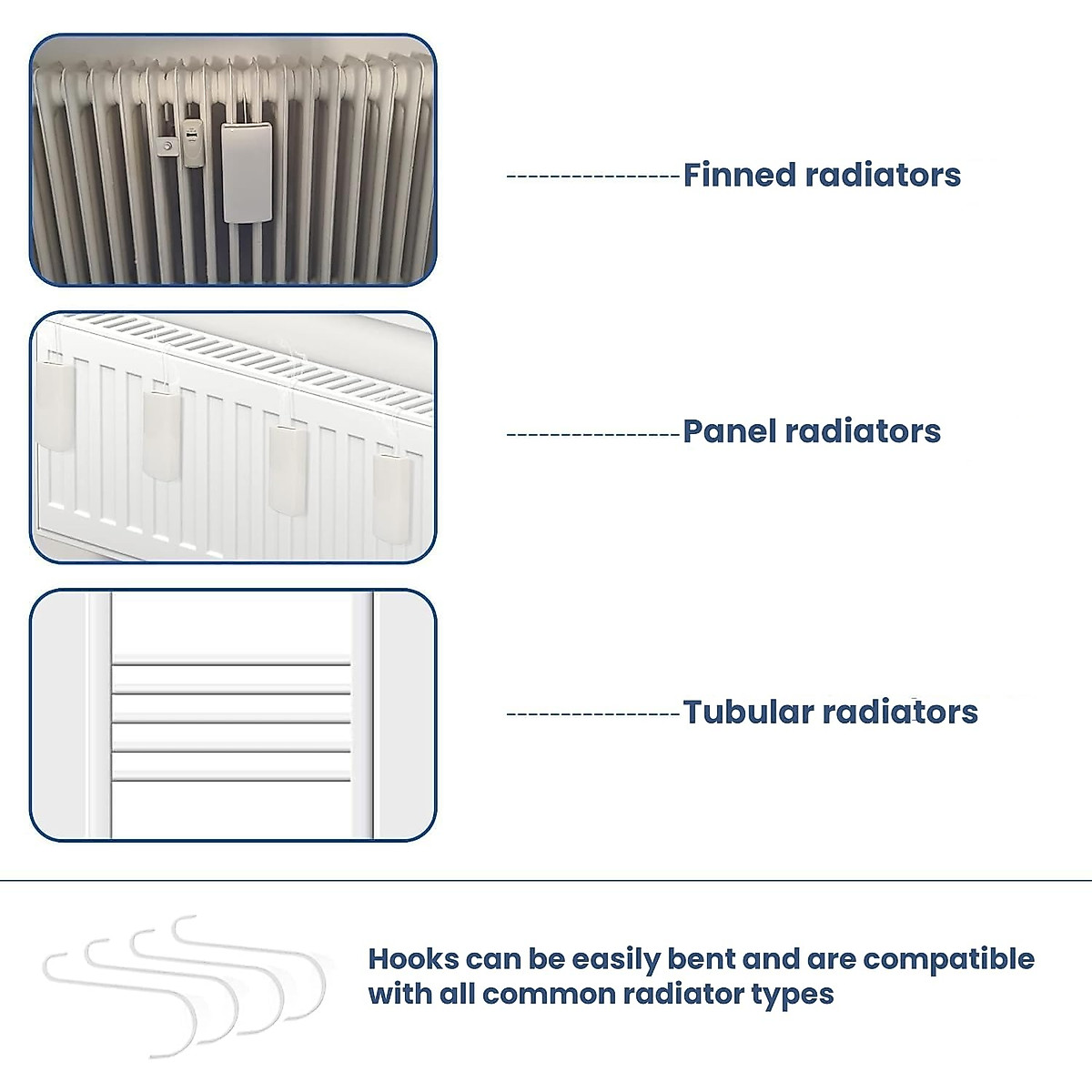 4 Pieces White Ceramic Radiator Hanging Humidifier Set，Controls Dry Air Moisture Humidity with Free Hanging S Hooks，Eco Friendly No Electricity Required, Easy to Clean (Ceramic White)