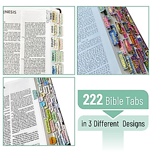 Mr. Pen- Bible Tabs, 3 Different Design, 222 Tabs, Bible Journaling Supplies, Bible Tabs Old and New Testament, Bible Tabs for Women, Bible Book Tabs, Bible Study Supplies, Tabs for Bible