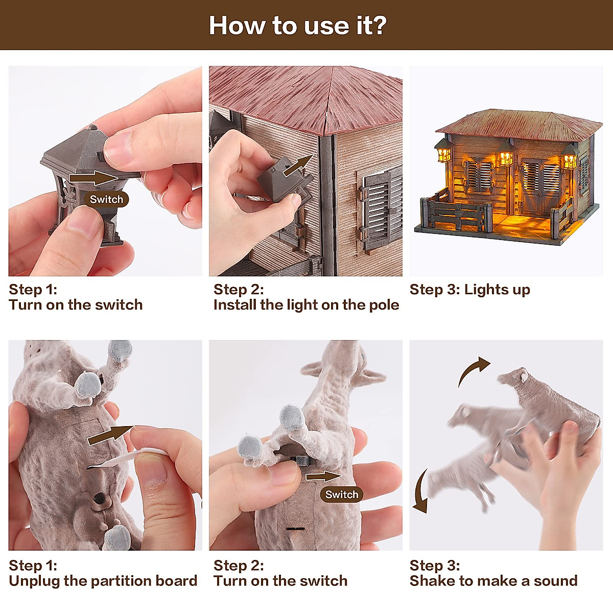 Lucky Doug Farm Animal House Toys Playset for Kids Toddlers Ages 3-8, 122 PCS Building Toys Farmhouse Figures Pretend Play Set with 3 Animals, 4 Figures, A Tractor, 11" L x11 W x 8" H