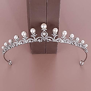 YADIRF Women Luxury Wedding Bridal Pearl Crown Diana Hair Band Headdress Tiara For Wedding Quinceanera Pageant Prom Party Birthday