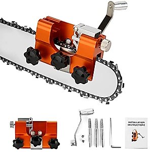 Chainsaw Sharpener, Chainsaw Sharpening Jig Hand-Cranked Chainsaw Sharpener Kit with 3 Grinding Rod, Chainsaw Sharpening Tool for Gas/Electric Chain Saw, Lumberjack and Garden Worker (Large Size)