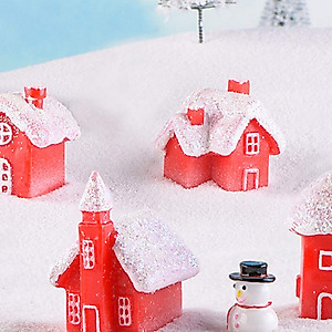 SEWACC 8pcs Christmas Indoor Decoration Christmas Tree Ornaments Christmas Houses Christmas Desktop Decor for Miniature DIY Snow Globe Kit Desktop Decoration Red Crafts Candy