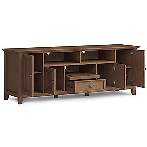 SIMPLIHOME Amherst SOLID WOOD 72 Inch Wide Transitional TV Media Stand in Rustic Natural Aged Brown for TVs up to 80 Inches, For the Living Room and Entertainment Center