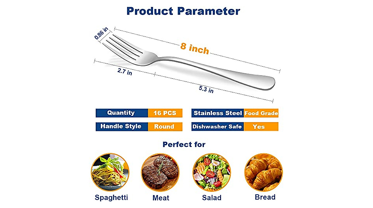 16-Piece Premium Stainless Steel Dinner Forks Set